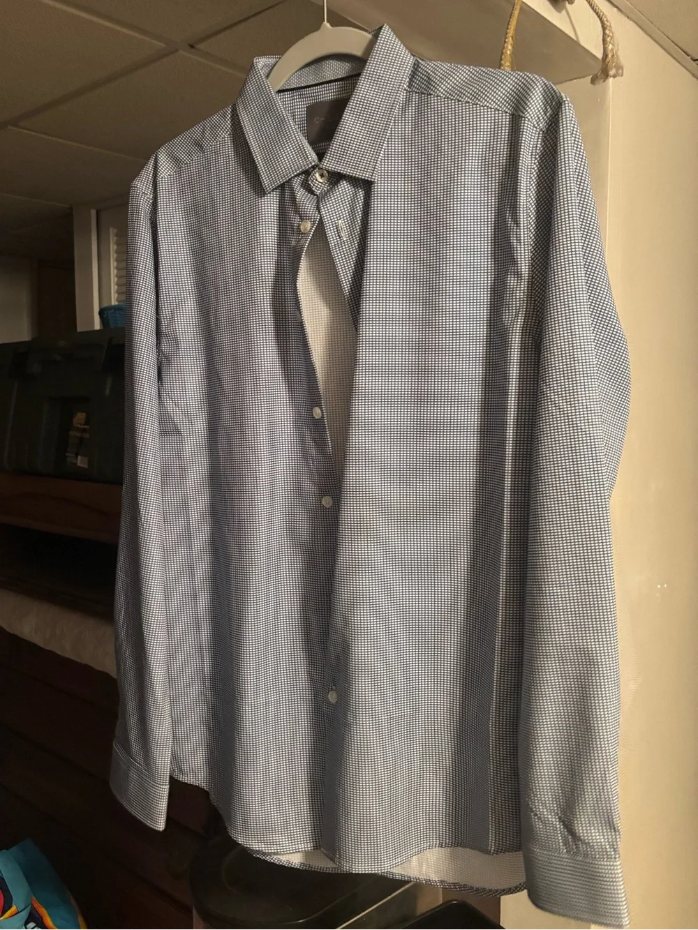 C-Lab | Shirts | Mens Light Blue Microcheck Dress Shirt Classic Point ...